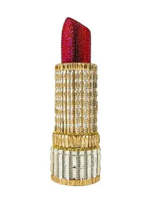 Judith Leiber Lipstick Seductress Crystal Bag - Champagne Red Multi