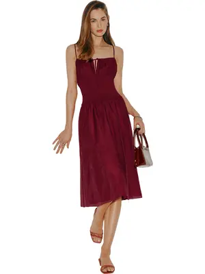 REFORMATION Laly Sleeveless Midi Dress Red