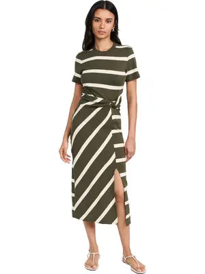 Tanya Taylor Tanya Taylor Striped Cody Dress Army/cream