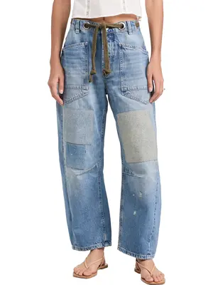 Free People Moxie Barrel Jeans - Truest Blue