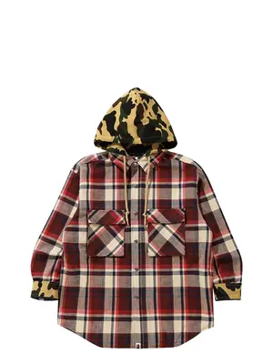 A BATHING APE Check Hoodie Jacket - Red