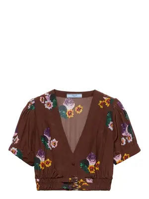 PRADA Floral-Print Cropped Top