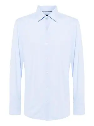BOSS Spread-collar Jersey Shirt - Blue