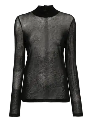 Helmut Lang Sheer Long-sleeve Top - Black