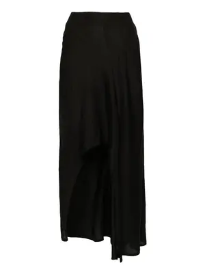 Yohji Yamamoto Pleat-detail Asymmetric Skirt - Black