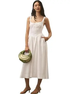 REFORMATION Balia Linen Midi Dress - White