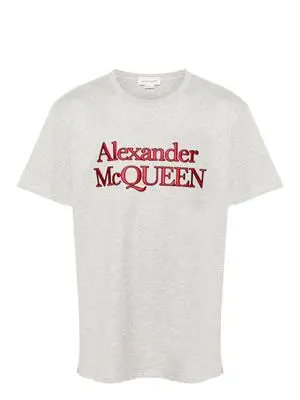 Alexander McQueen Logo-embroidered T-shirt - Grey