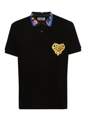 Versace Heart Couture Polo Shirt - Black