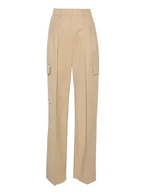 Sportmax Pleated Twill Trousers - Neutrals