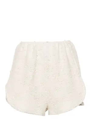 IOANA CIOLACU Distressed-effect Knitted Shorts - Neutrals