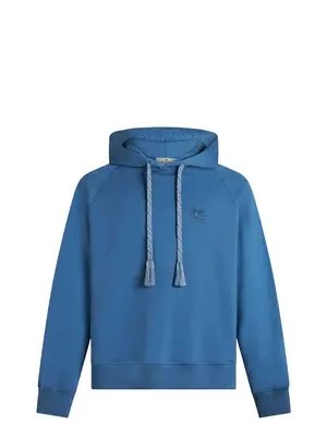 Etro Pegaso-embroidered Drawstring Hoodie - Blue