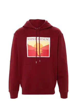 Maison Kitsuné Sunset Postcard Cotton Hoodie - Red