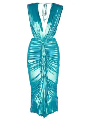Alexandre Vauthier Foiled Drape-detailing Dress - Blue