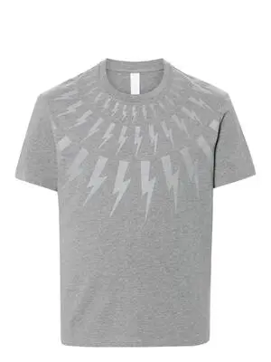 Neil Barrett Bolt-print Cotton T-shirt - Grey