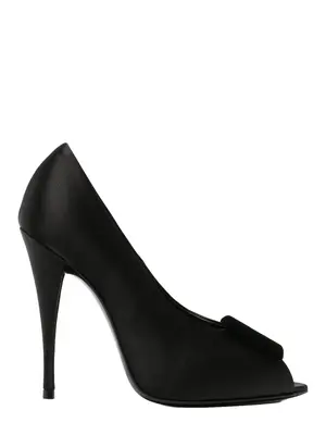 Saint Laurent 115mm Peep-toe Satin Pumps - Black