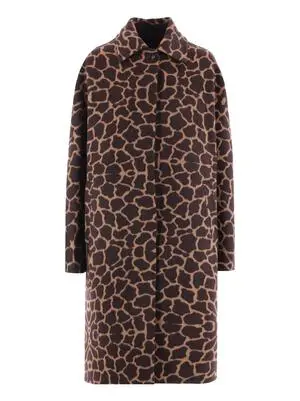 Max Mara Animal-print Wool Coat - Brown