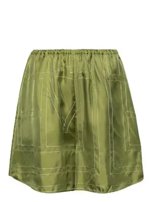 TOTEME Monogram-embroidered Shorts - Green