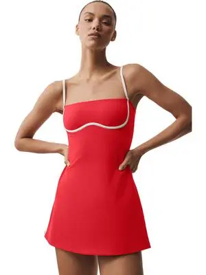 Alo Yoga Airbrush Streamlined A-line Dress - Bright Red/white