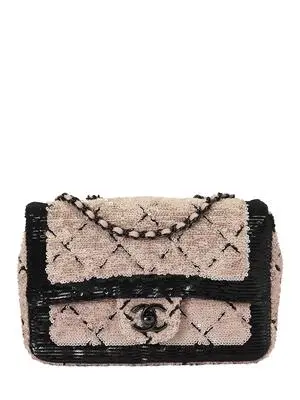CHANEL Chanel Sequin Half Flap Small Shoulder Bag