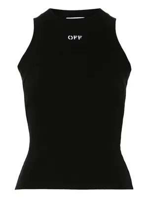 Off-White Logo-embroidered Ribbed Tank Top - Black
