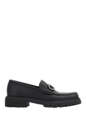 FERRAGAMO Gancini Ornament Loafers - Black