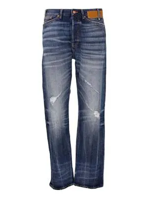 Palm Angels Palm Logo Straight Fit Jeans - Blue