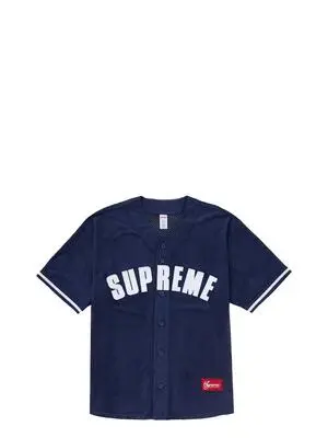 Supreme Ultrasuede Mesh Baseball Jersey Navy Blue