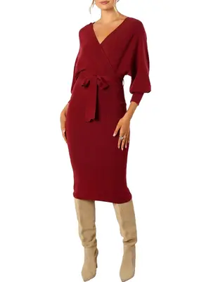 PETAL & PUP Nate Long Sleeve Dress - Merlot