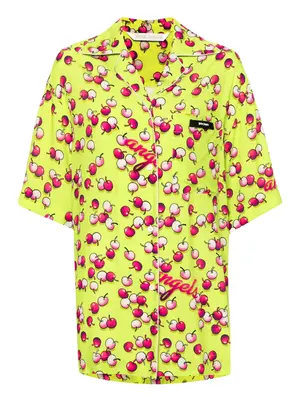 Palm Angels Cherries-patterned Shirt - Green