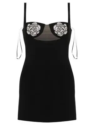 David Koma Floral-appliqué Mini Dress - Black