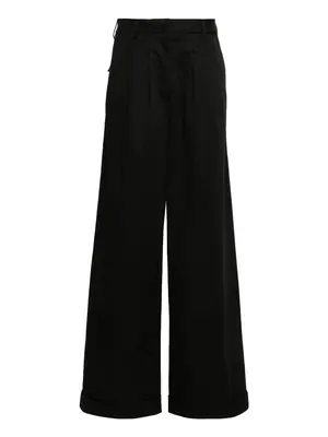 Palm Angels Logo-tag Pleated Trousers - Black