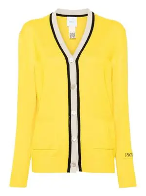Patou Intarsia-knit Logo Cardigan - Yellow