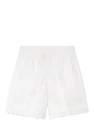 SALONI Paige Scalloped Broderie Anglaise Cotton Shorts
