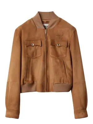 Miu Miu Suede Nappa Leather Jacket - Brown