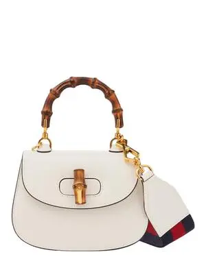 Gucci Bamboo 1947 Mini Leather Shoulder Bag - White
