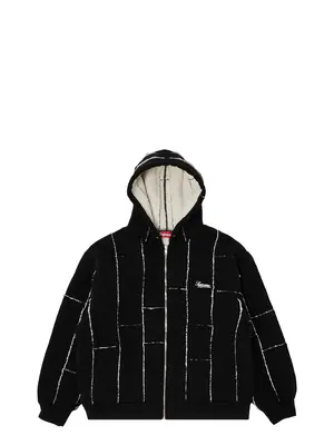 Supreme Faux Shearling Zip Up Hooded Sweatshirt - Black