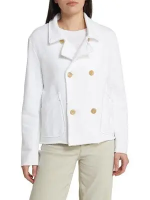 Frank & Eileen Mini Belfast Crop Knit Pea Coat - White
