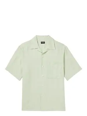 Zegna Camp-collar Oasi Linen Shirt - Green