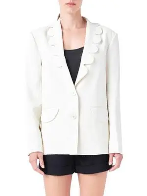 English Factory Scallop Collar Blazer - Cream