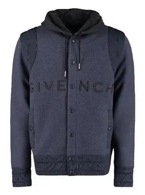 Givenchy Hooded Embroidered Varsity Jacket - Navy Blue