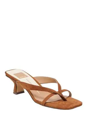 Dolce Vita Brevel Kitten Heel Flip Flop - Dark Brown Suede