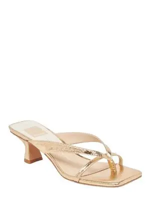 Dolce Vita Brevel Kitten Heel Flip Flop - Gold Distressed Leather