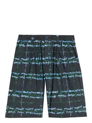 Marni Logo-print Cotton Shorts - Black