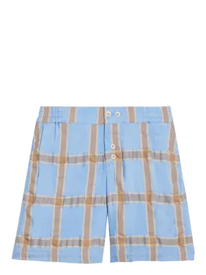 Jacquemus Checked Seersucker Shorts - Light Blue