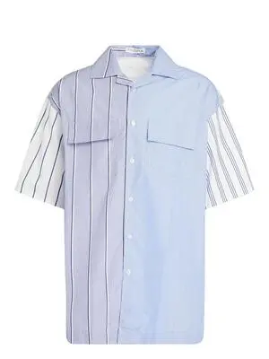 JW Anderson Striped Cottonblend Poplin Shirt - Light Blue