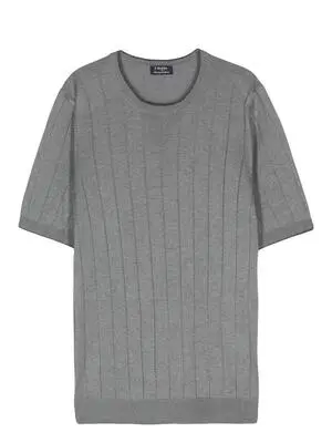 BARBA NAPOLI Ribbed-knit Silk Jumper - Grey