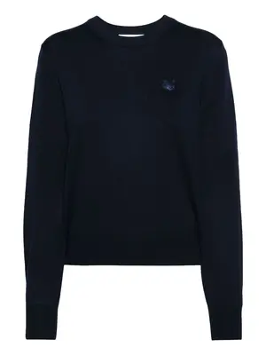Maison Kitsuné Fox Motif Knitted Jumper - Blue
