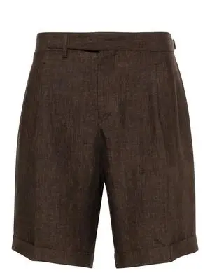 BRIGLIA 1949 Tailored Linen Shorts - Brown