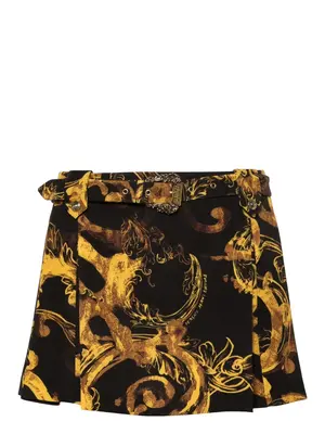 Versace Watercolor Couture-print Mini Skirt - Black
