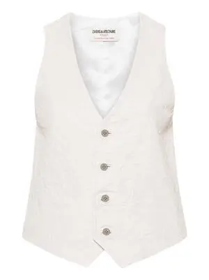 Zadig&Voltaire Emilie Crinkled Leather Waistcoat - Neutrals